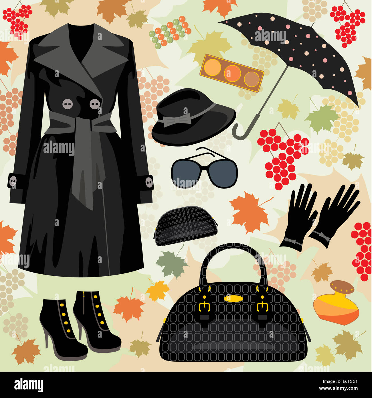 Trendy and elegant cosmetics collection vector illustration with beauty ...