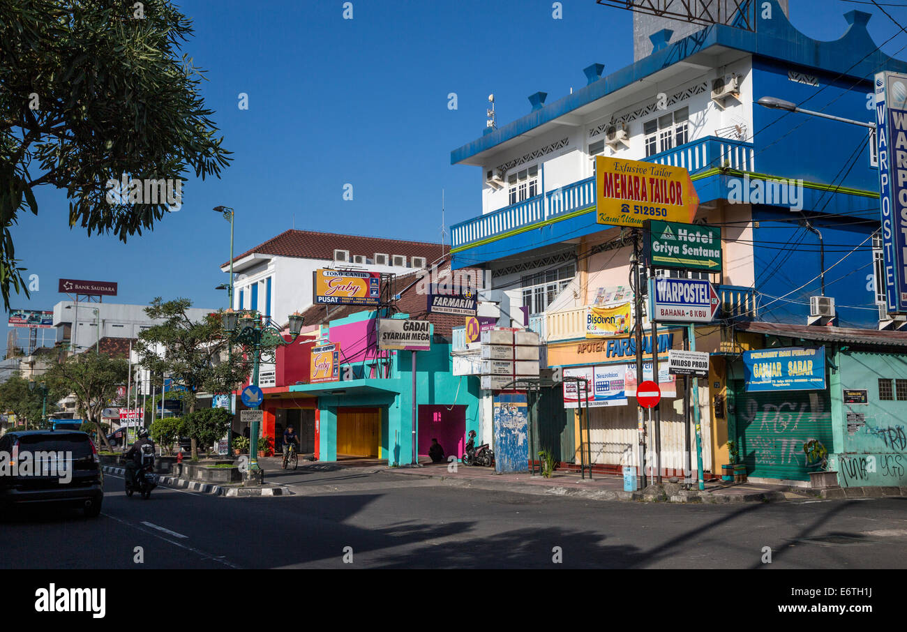 Yogyakarta, Java, Indonesia. Jalan Pangeran Mangkubumi Street Scene ...