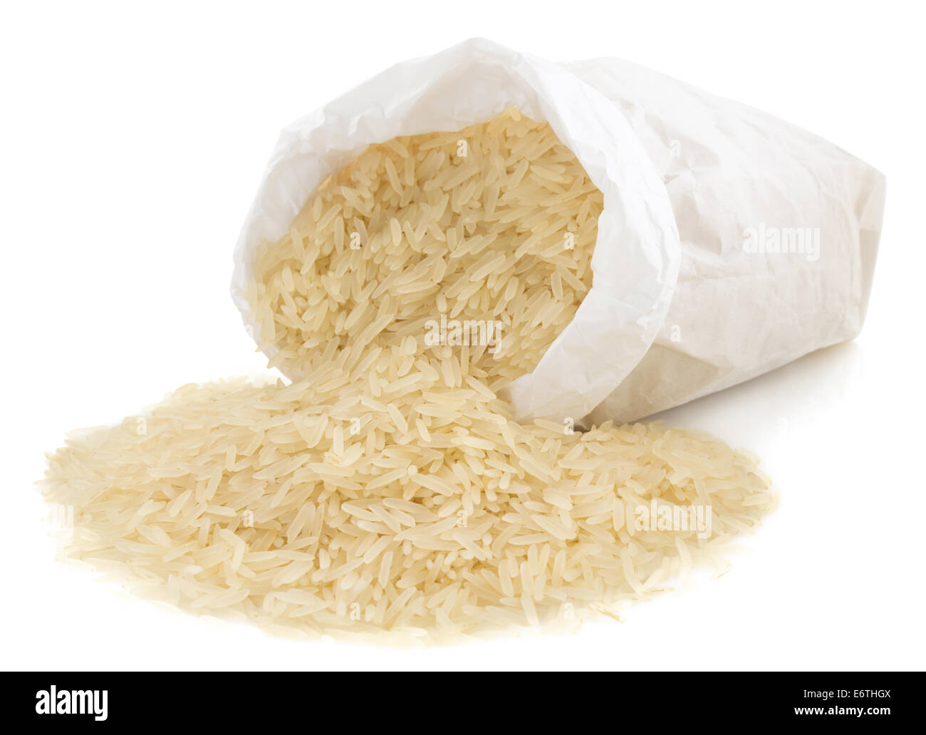 rice in paper bag isolated on white background Stock Photo - Alamy