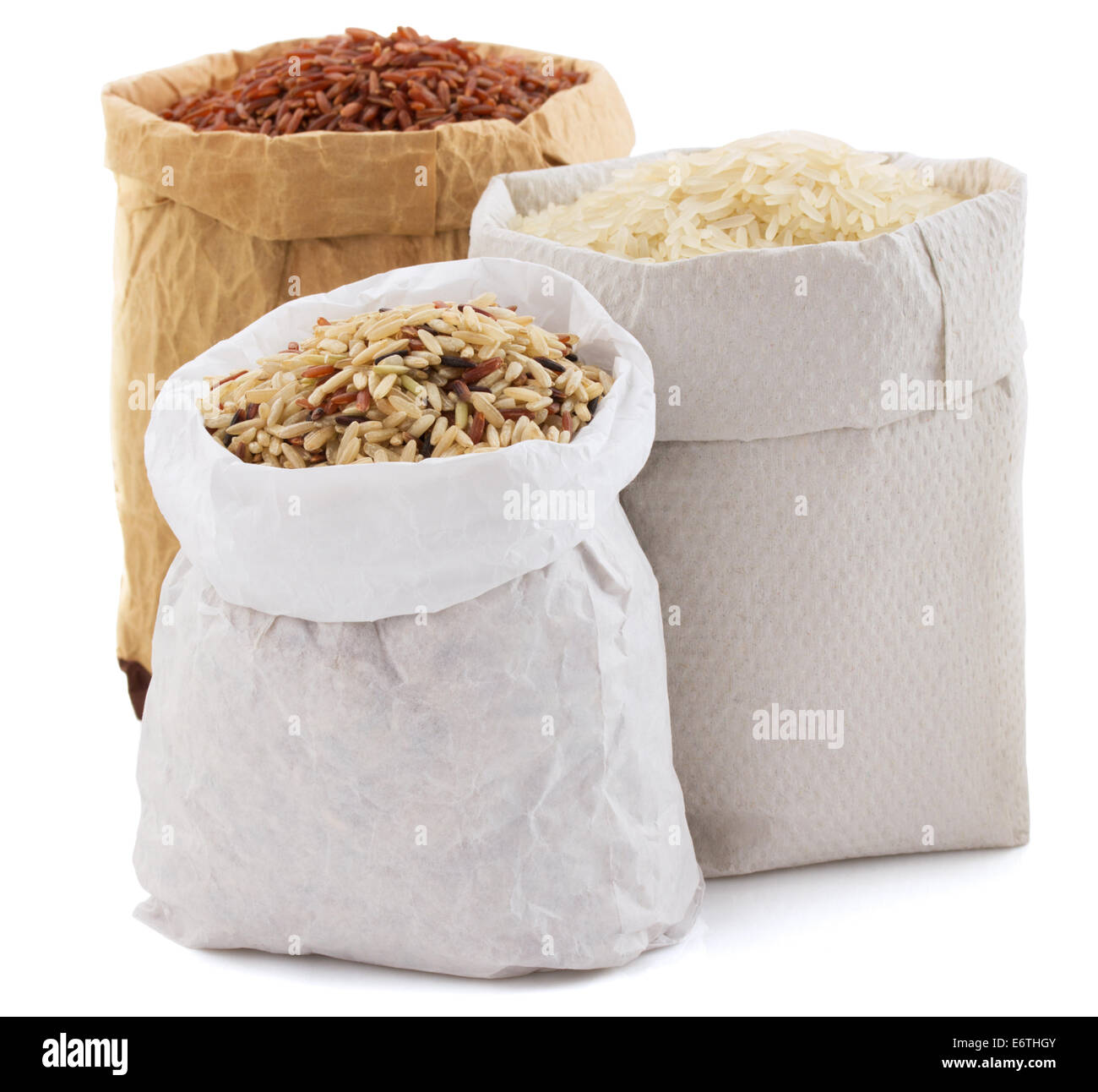 rice in paper bag isolated on white background Stock Photo - Alamy