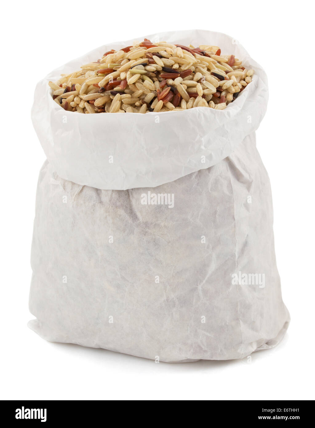 rice in paper bag isolated on white background Stock Photo - Alamy