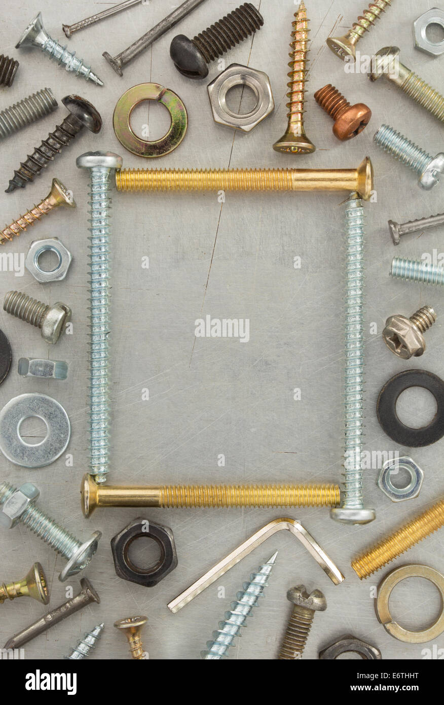 hardware tools at metal background texture Stock Photo - Alamy