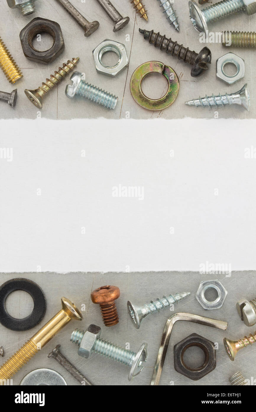 hardware tools at metal background texture Stock Photo - Alamy