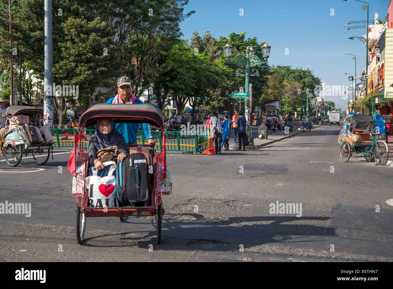 Yogyakarta, Java, Indonesia. Woman Riding in a Becak, a Three-wheeled ...