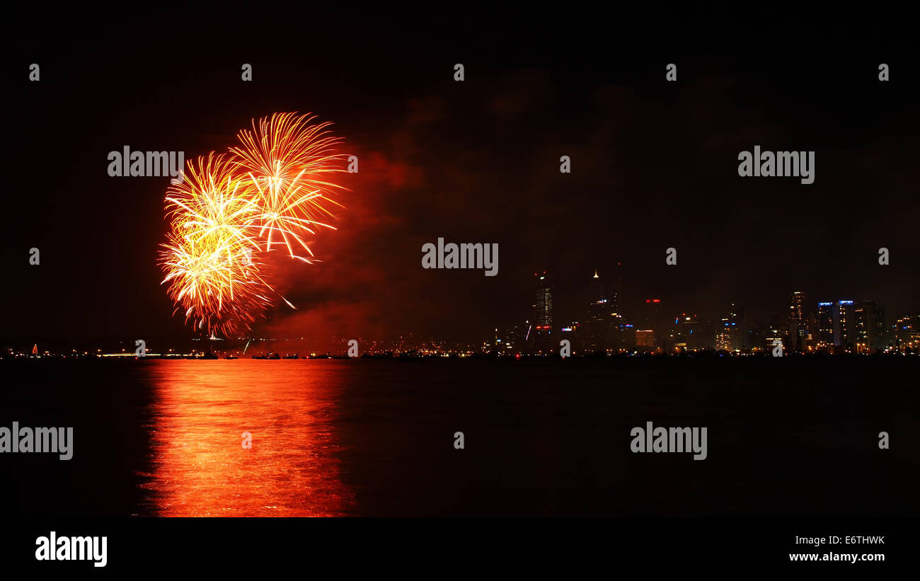 Fireworks over water, Perth Stock Photo - Alamy