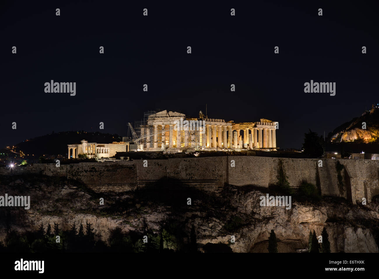 The Parthenon at night Stock Photo - Alamy