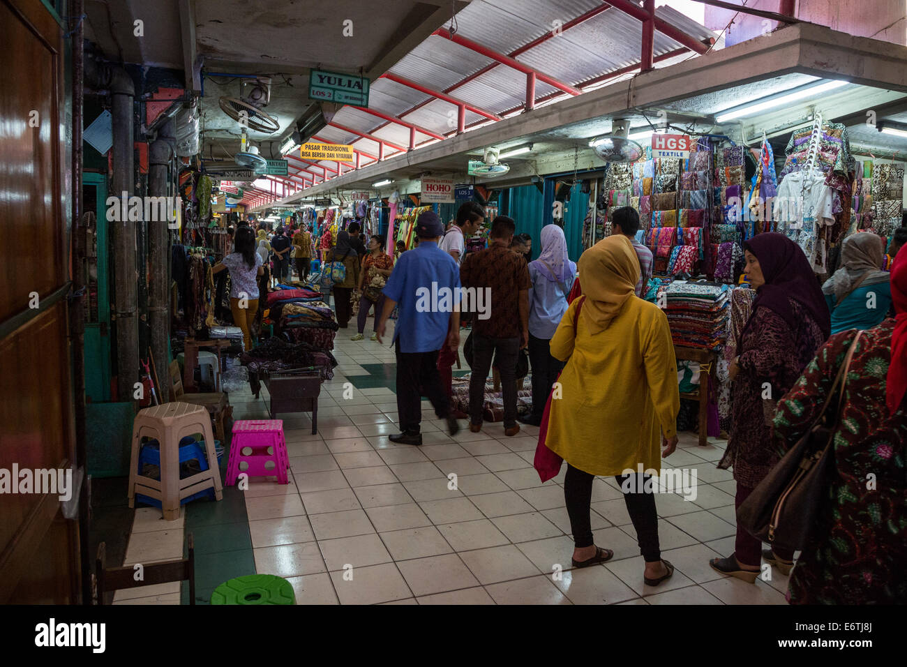 Yogyakarta, Java, Indonesia. Fabric and Textile Stalls, Beringharjo ...