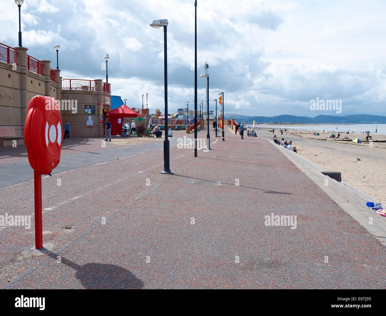Beach and promenade, part of Wales Coast Path in Rhyl Wales UK Stock ...