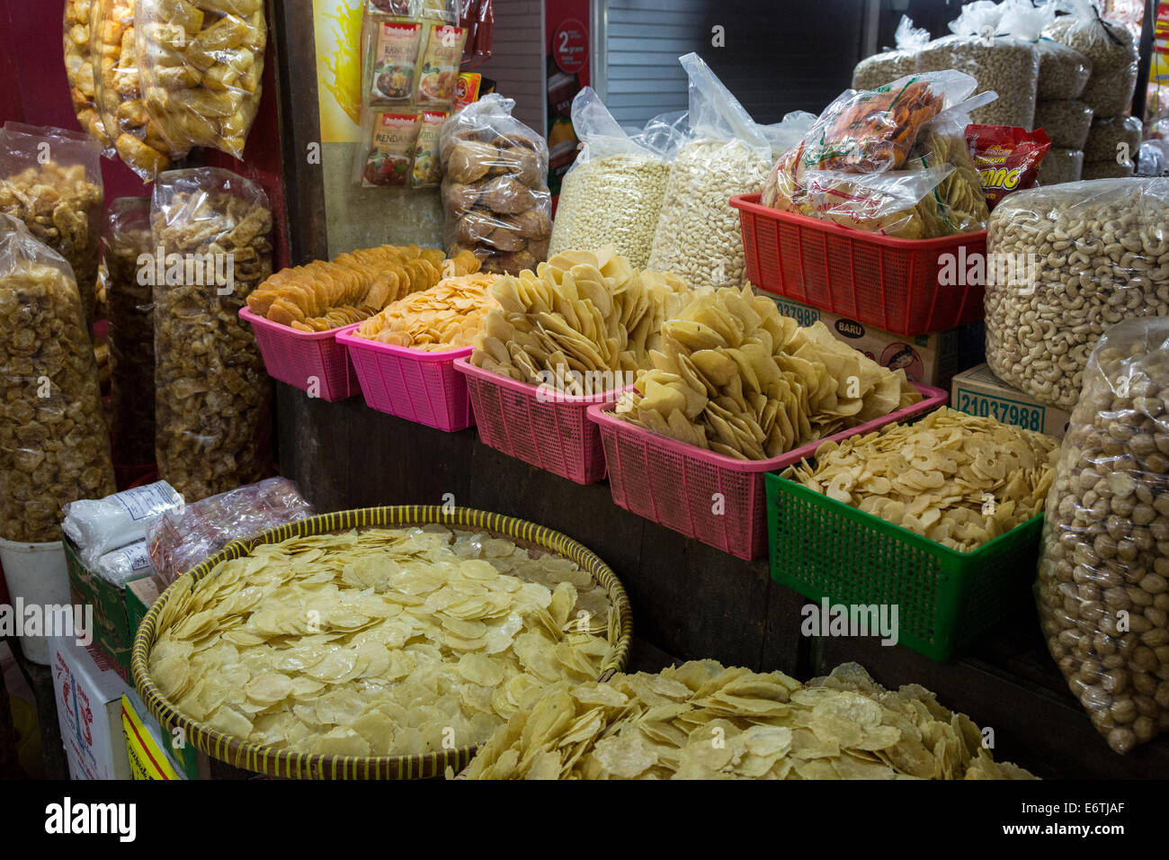Yogyakarta, Java, Indonesia. Nuts, Chips, and Snacks for Sale ...