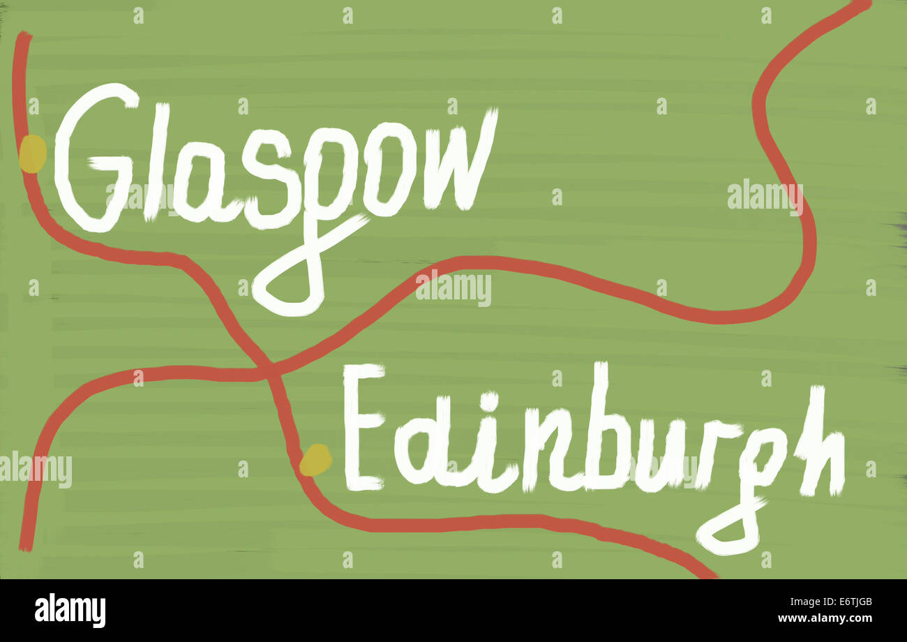 Glasgow road map hi-res stock photography and images - Alamy