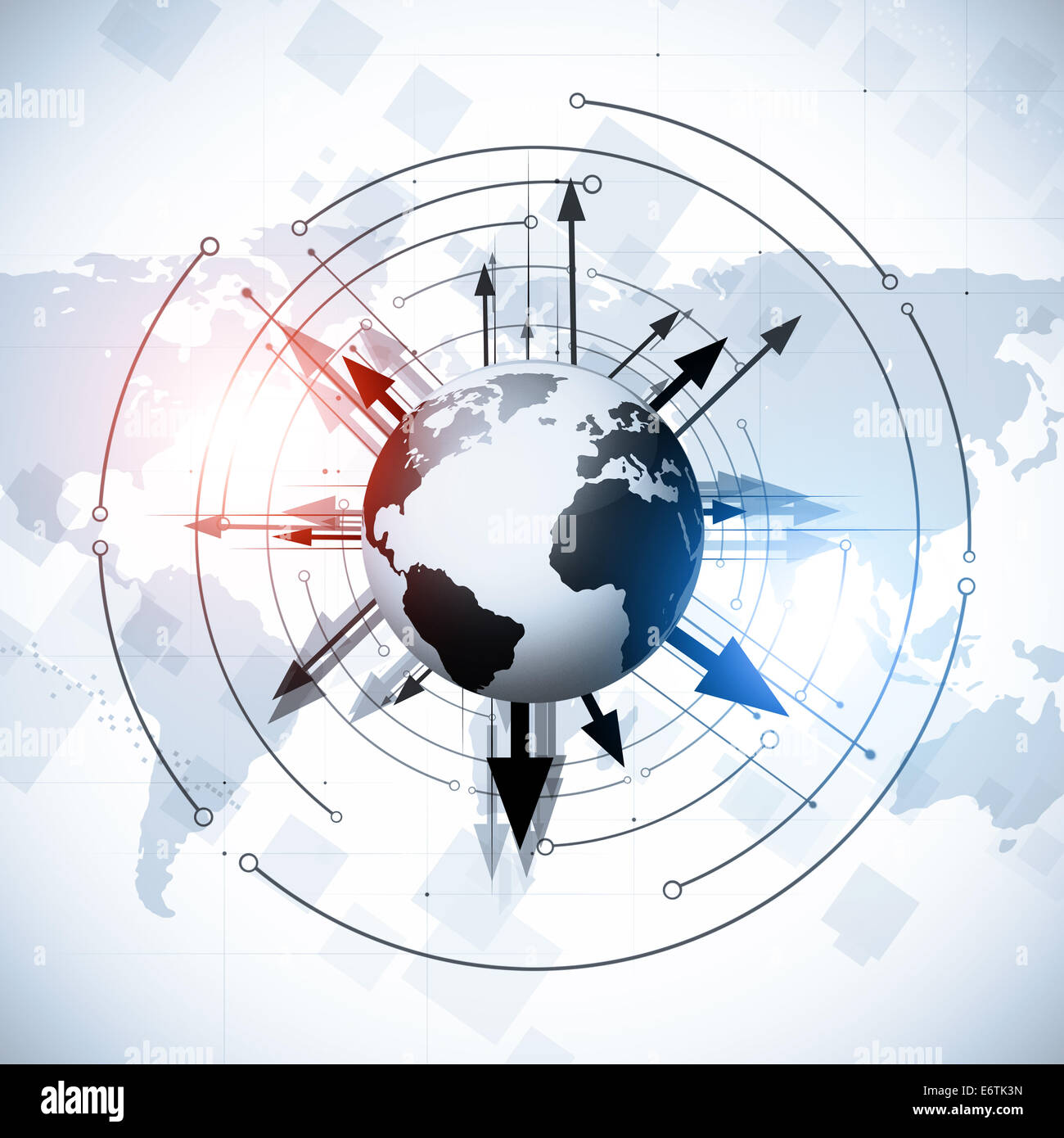 arrows around earth technology concept business background Stock Photo ...
