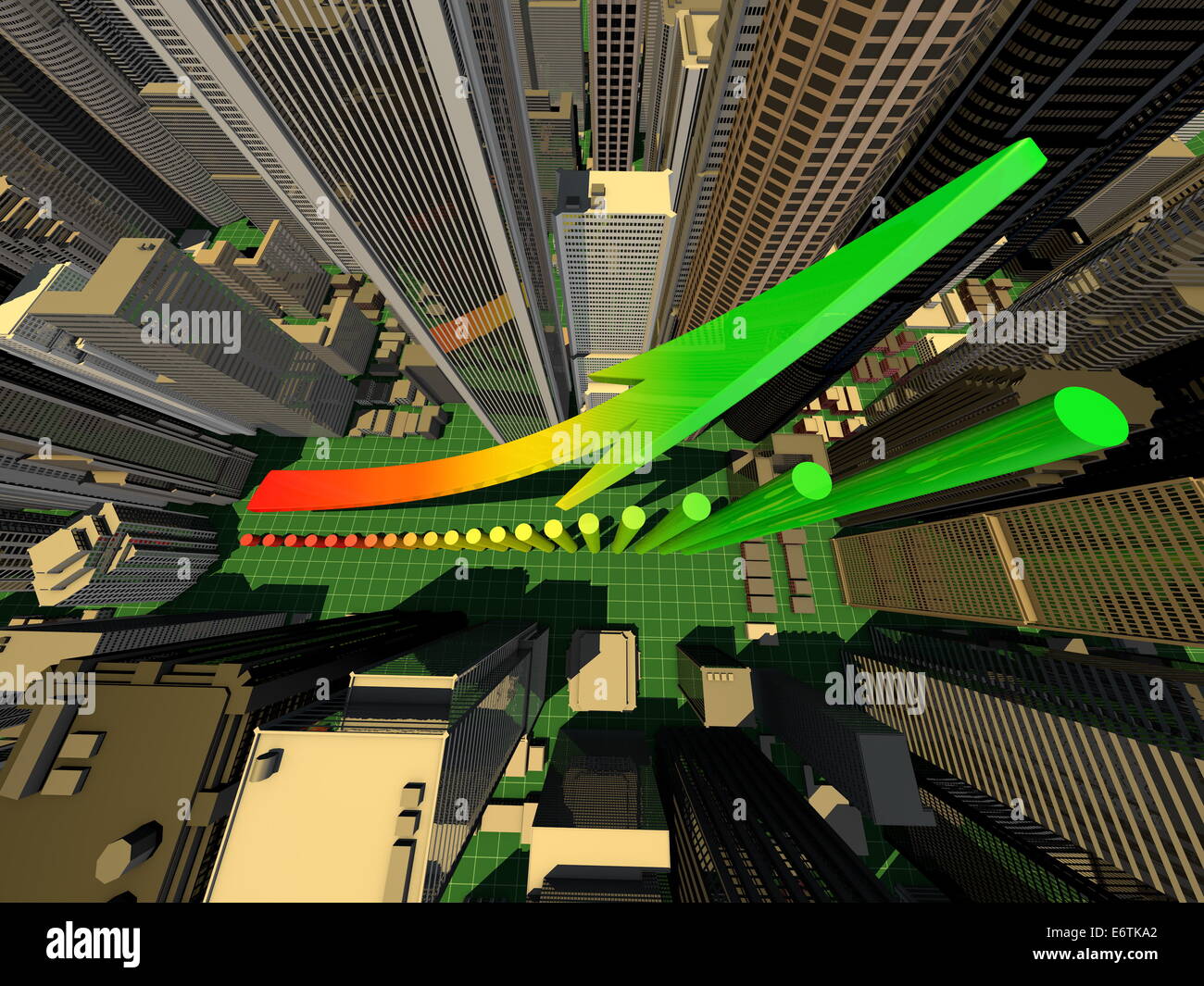 Abstract Design of business financial graphic scale with buildings ...