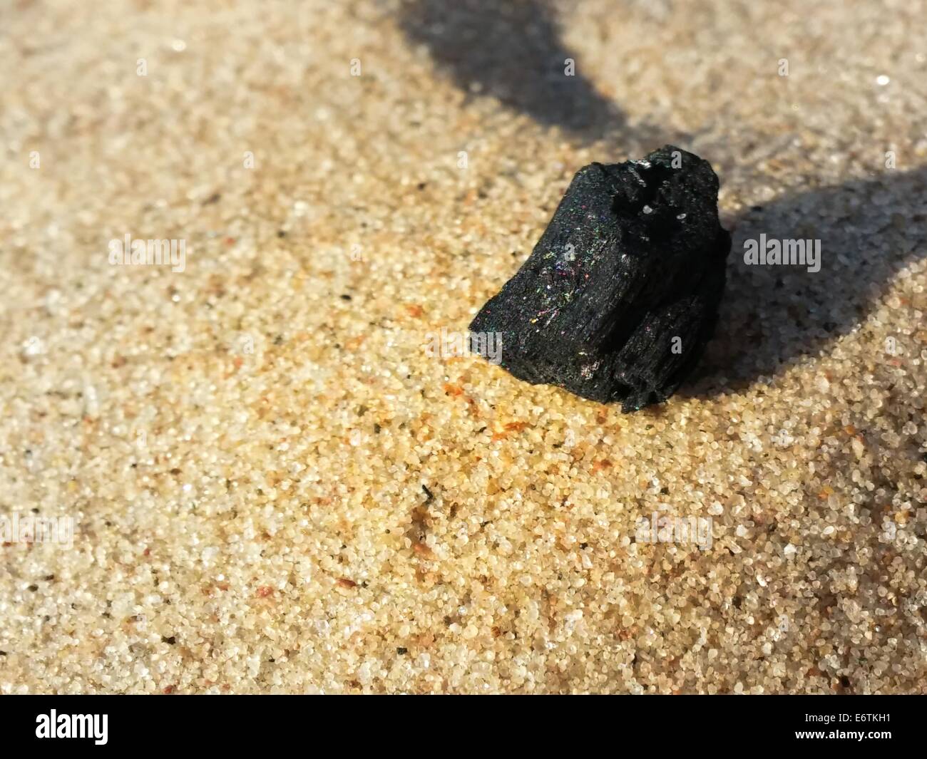 Burned Log on Sand Baltic Beach coal Stock Photo - Alamy