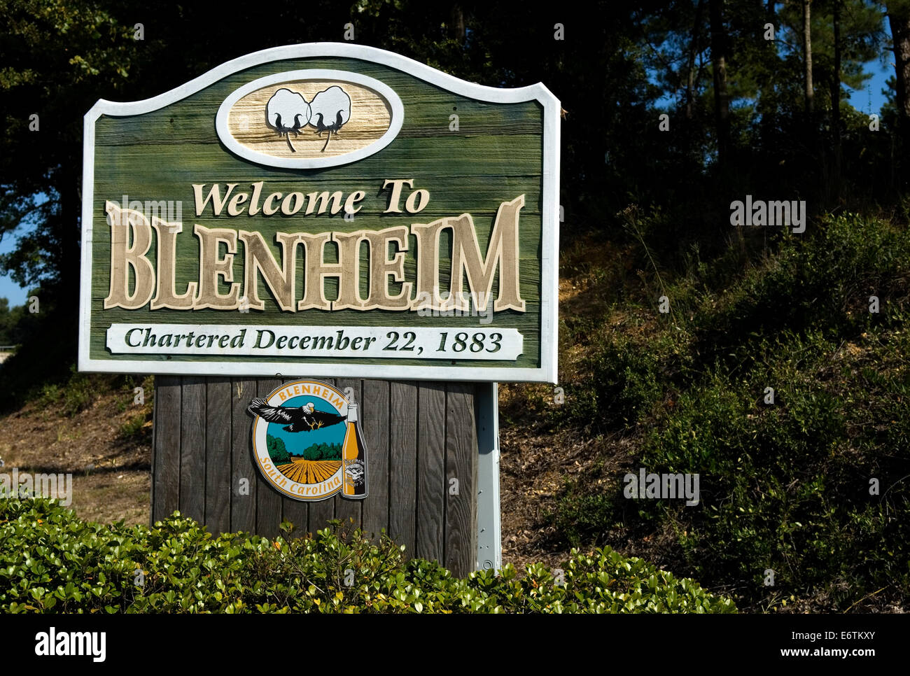 Welcome to Blenheim sign South Carolina USA Stock Photo - Alamy