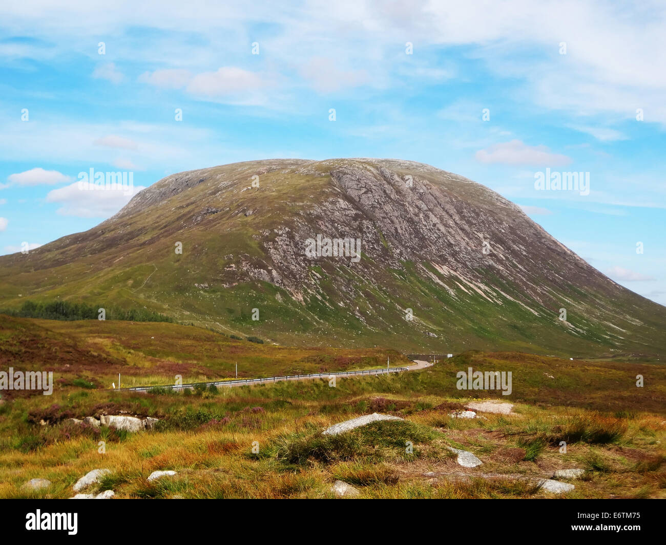 Scottish Highlands, mountain valley with blue sky Stock Photo - Alamy