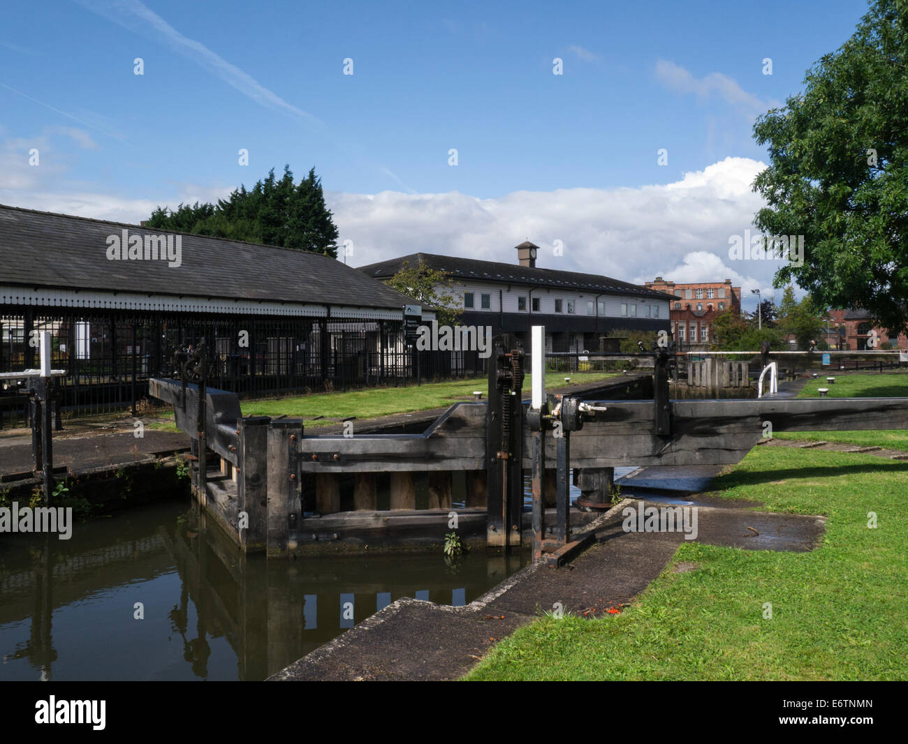 Lock and a dry dock on Leeds Liverpool Canal Wigan Pier Greater ...