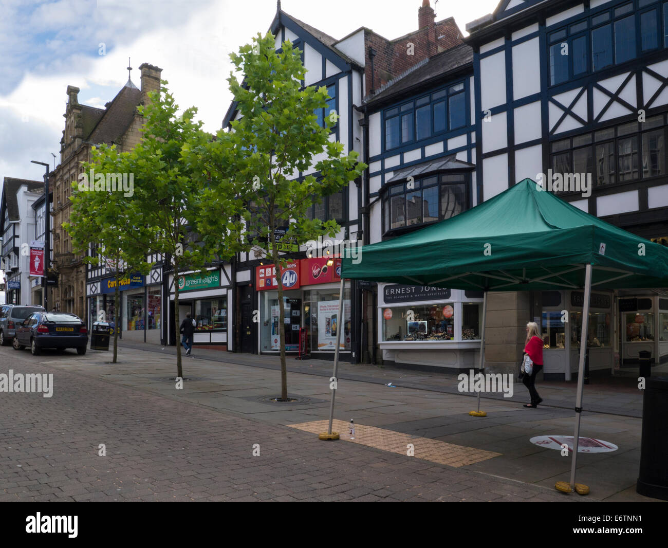 Shops in pedestrianised Standishgate Wigan town centre Greater ...