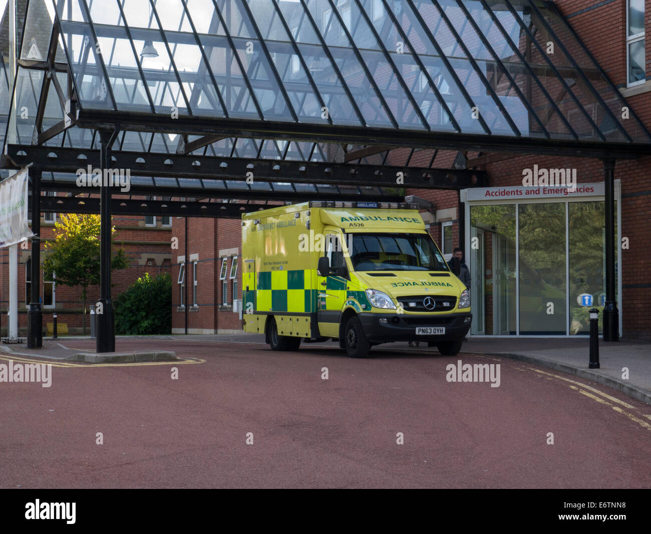 Ambulance queuing outside Accident and Emergency Department Wigan ...