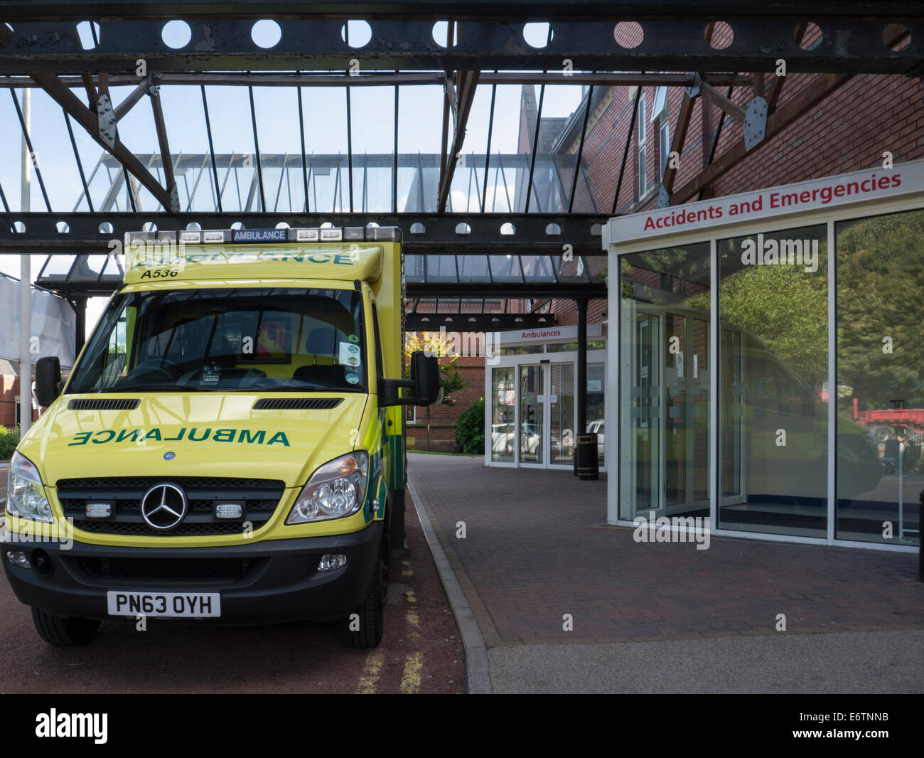 Ambulance queuing outside Accident and Emergency Department Wigan ...
