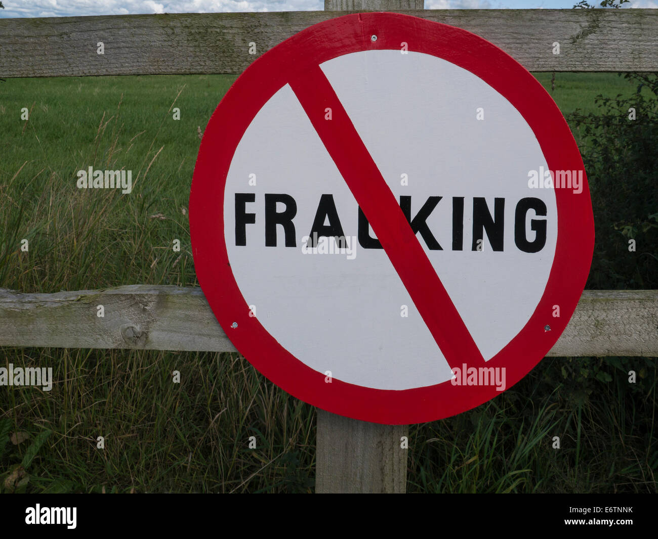 No Fracking sign put up by villagers against process Lancashire England ...