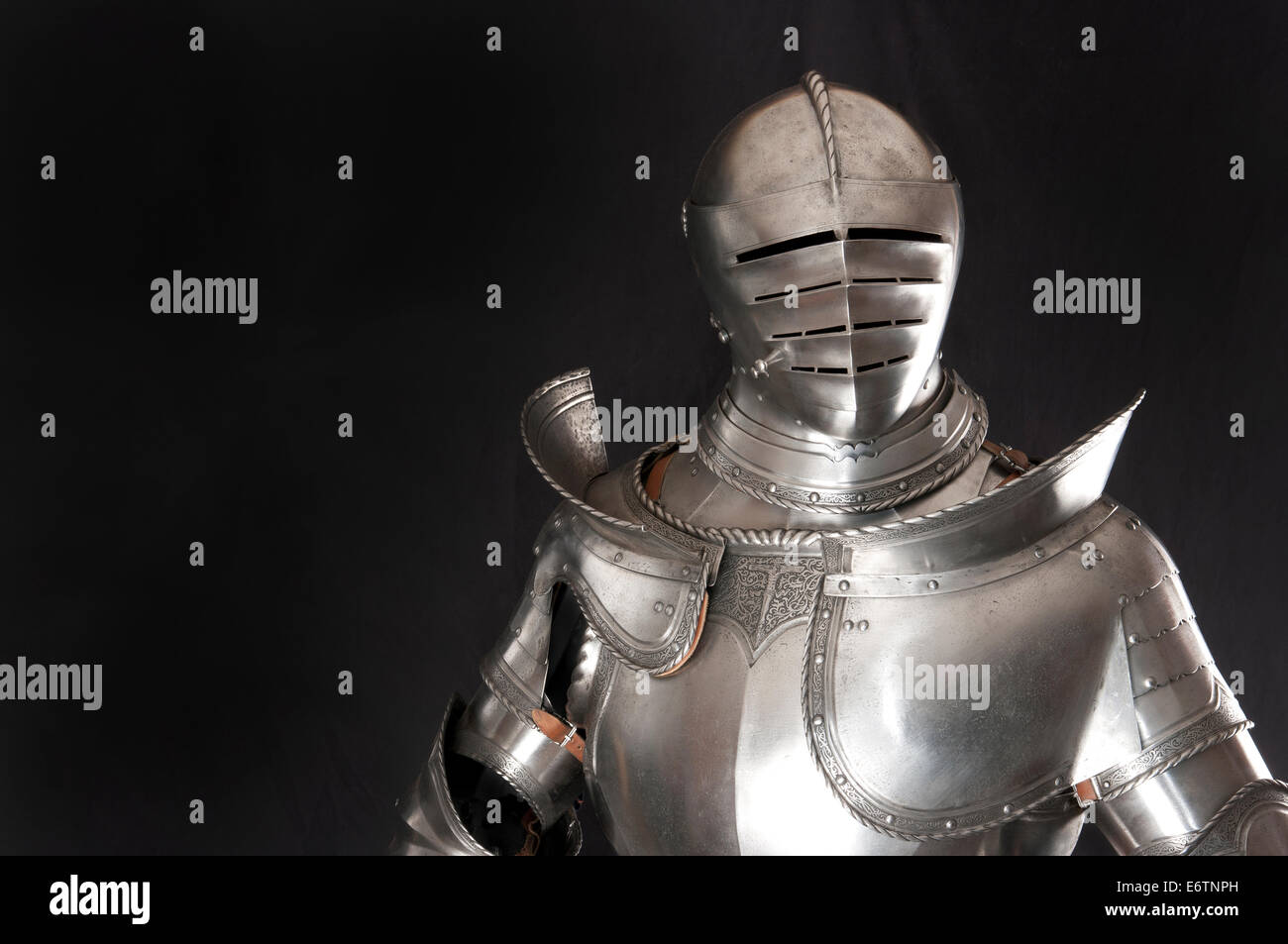 Armour of the medieval knight. Metal protection of the soldier against ...