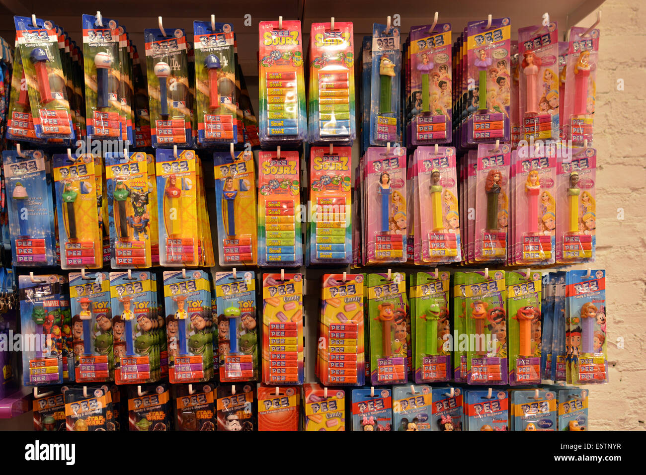 Interior of IT'SUGAR store on Broadway in Greenwich Village. A display ...