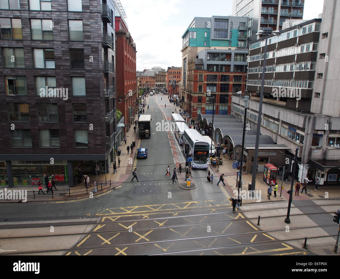 The junction of High St and Church St in Manchester city centre ...