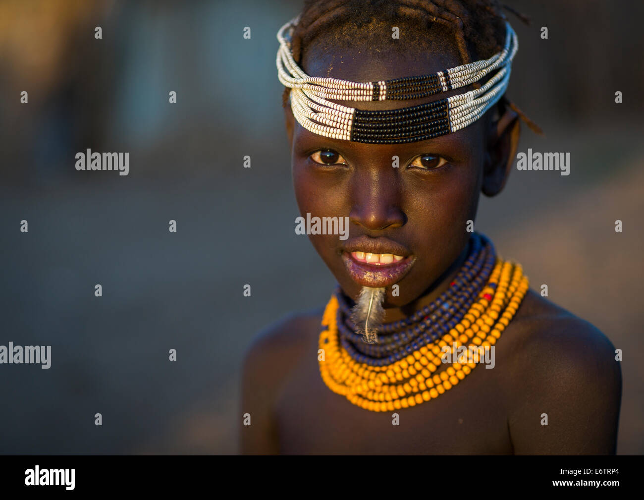 Dassanech Tribe Girl With A Feather In The Chin, Omorate, Omo Valley ...