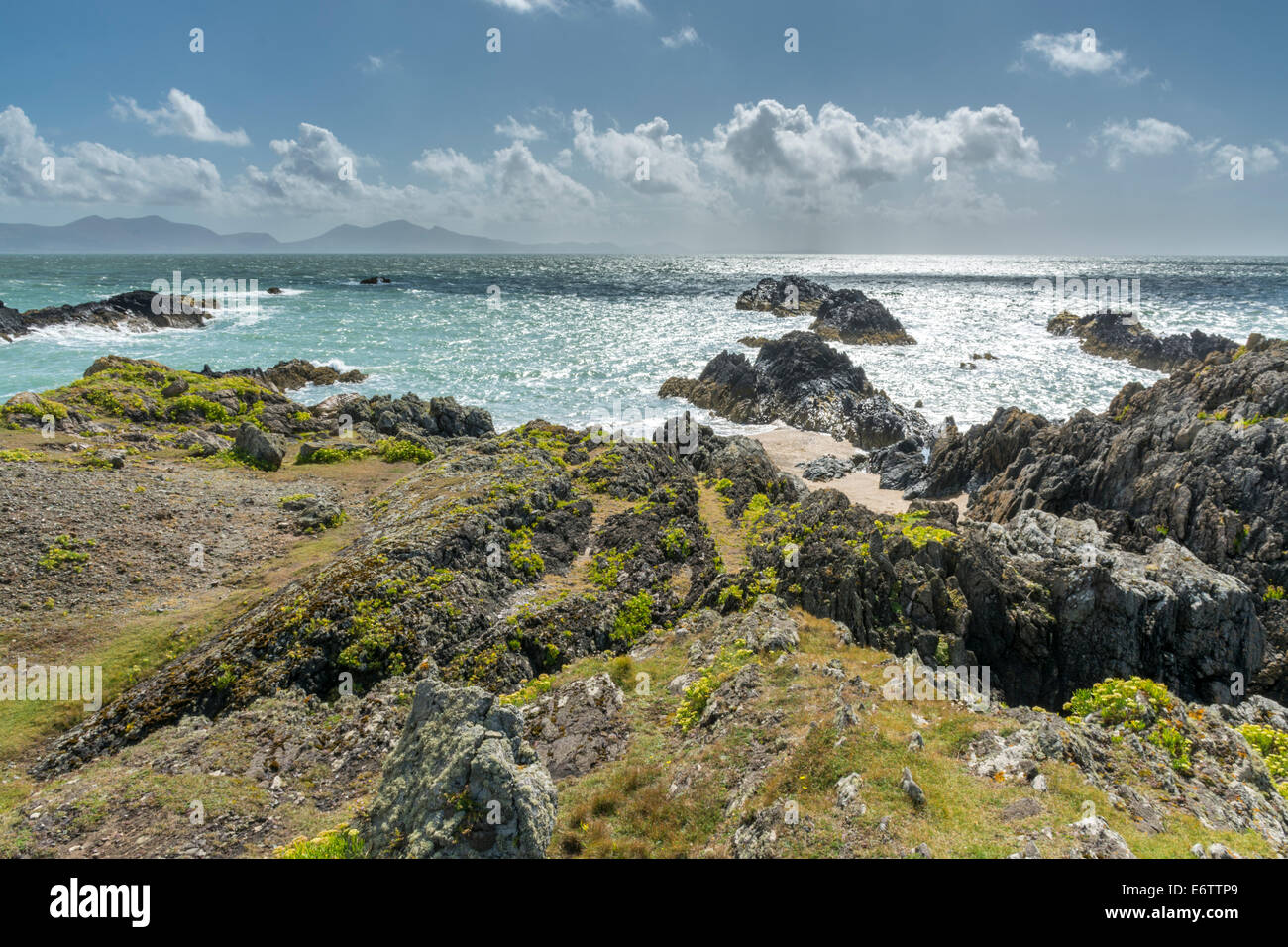Sea view from Llanddwyn Island, Anglesey, North Wales UK Stock Photo ...