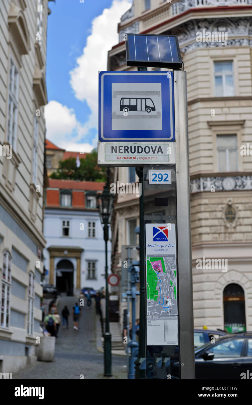 A typical bus stop sign and map in Prague, Czech Republic Stock Photo ...