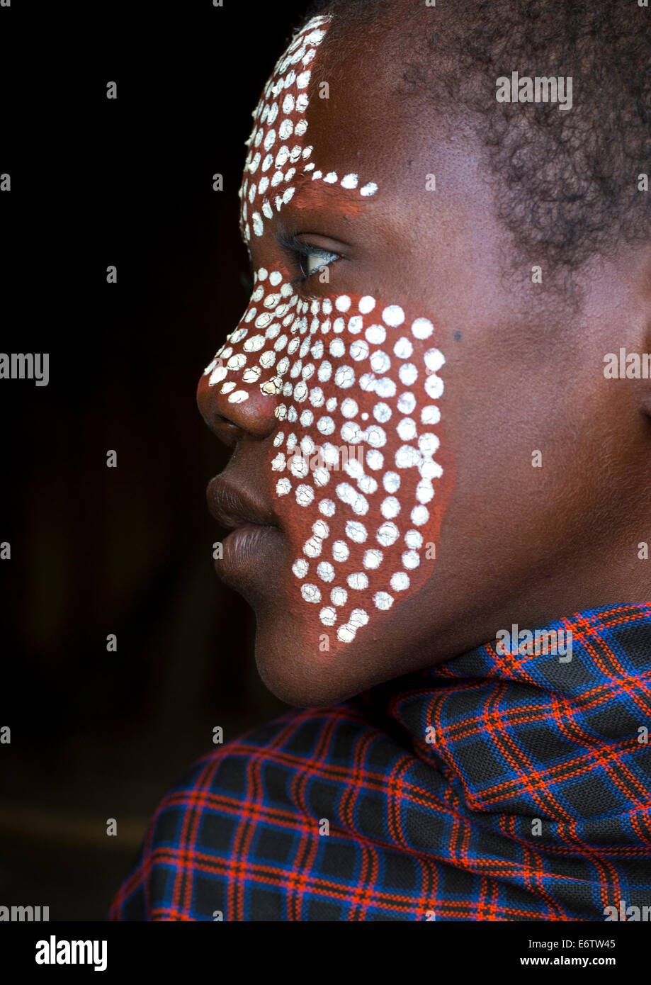 Arbore Tribe Teenager With Painted Face , Omo Valley, Ethiopia Stock ...