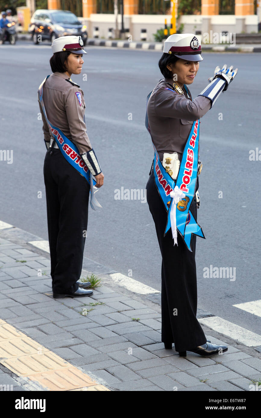 Yogyakarta, Java, Indonesia. Women Traffic Police Officers, Jl. Laksda ...
