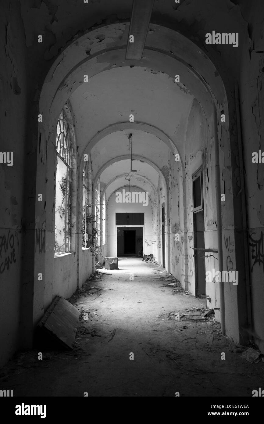 Abandoned mental hospital in Black and White Stock Photos & Images - Alamy