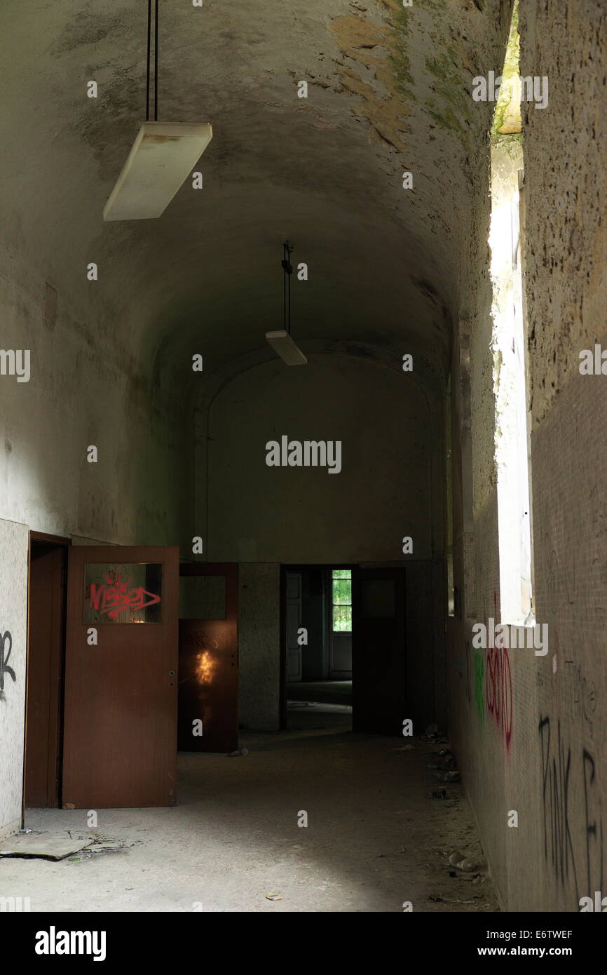 A corridor in abandoned asylum, Italy Stock Photo - Alamy