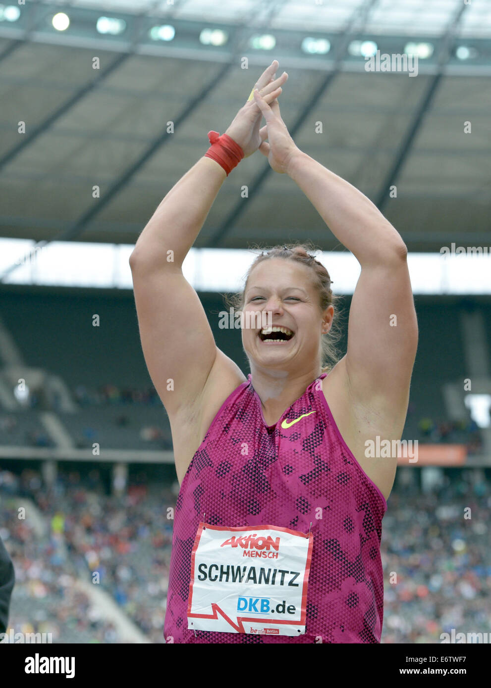 Berlin, Germany. 31st Aug, 2014. European shot put champion Christina ...