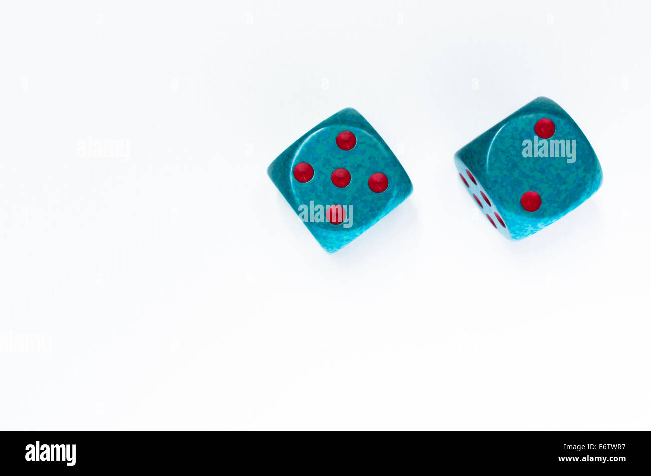 two dices on a white background surface Stock Photo - Alamy