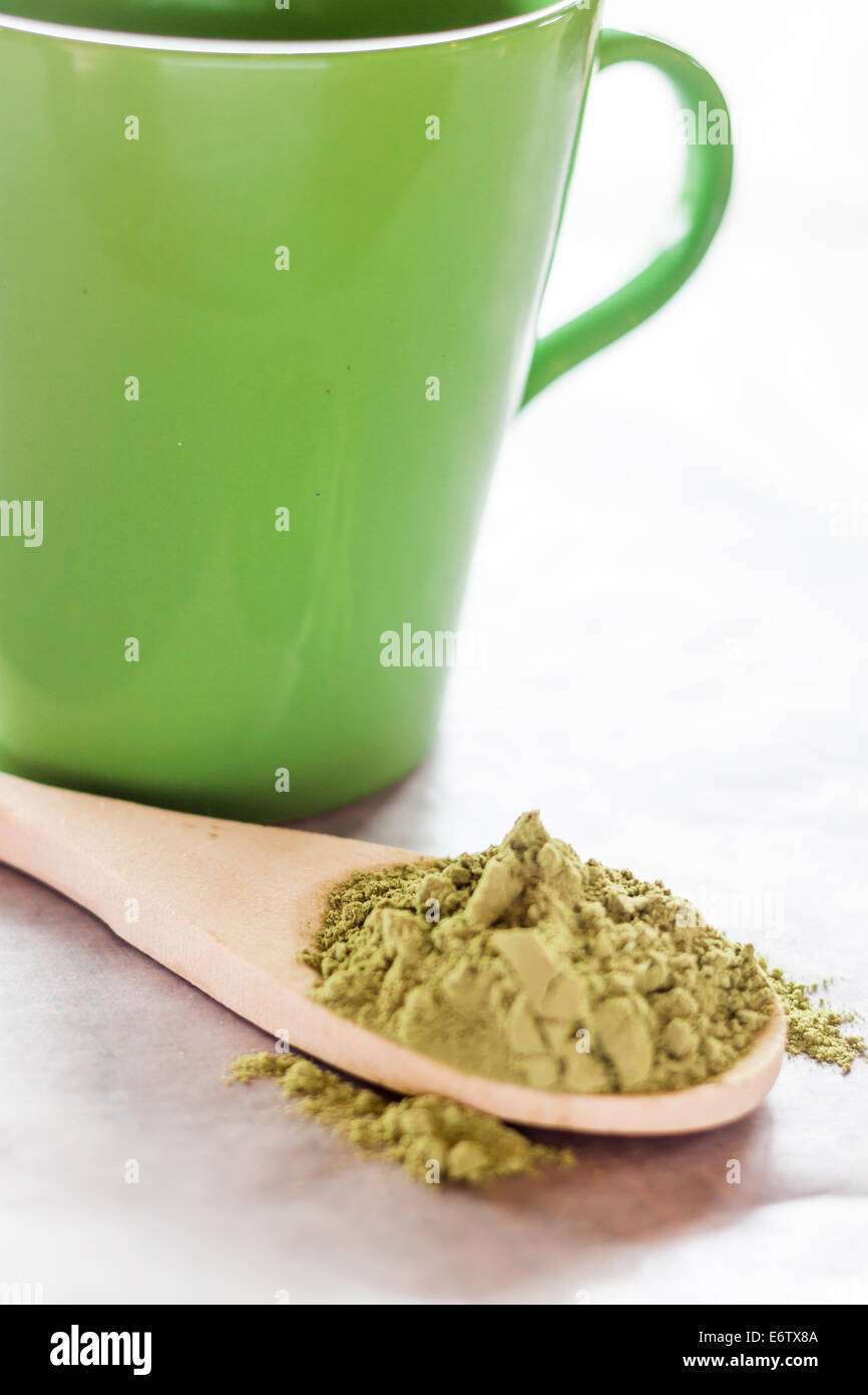 Making hot drink of green tea, stock photo Stock Photo - Alamy