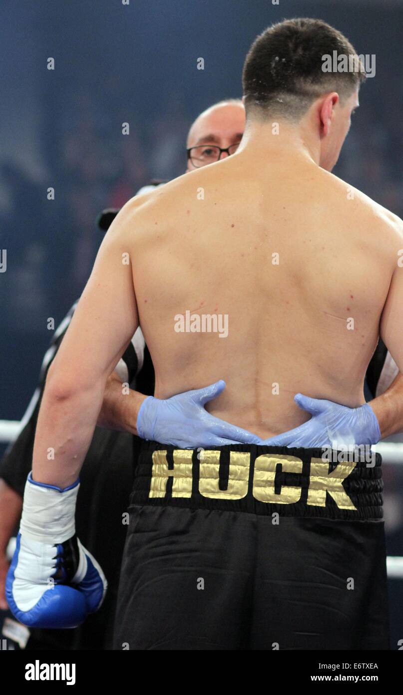 Halle, Germany. 30th Aug, 2014. Huck prepares for the boxing WBO crusie ...