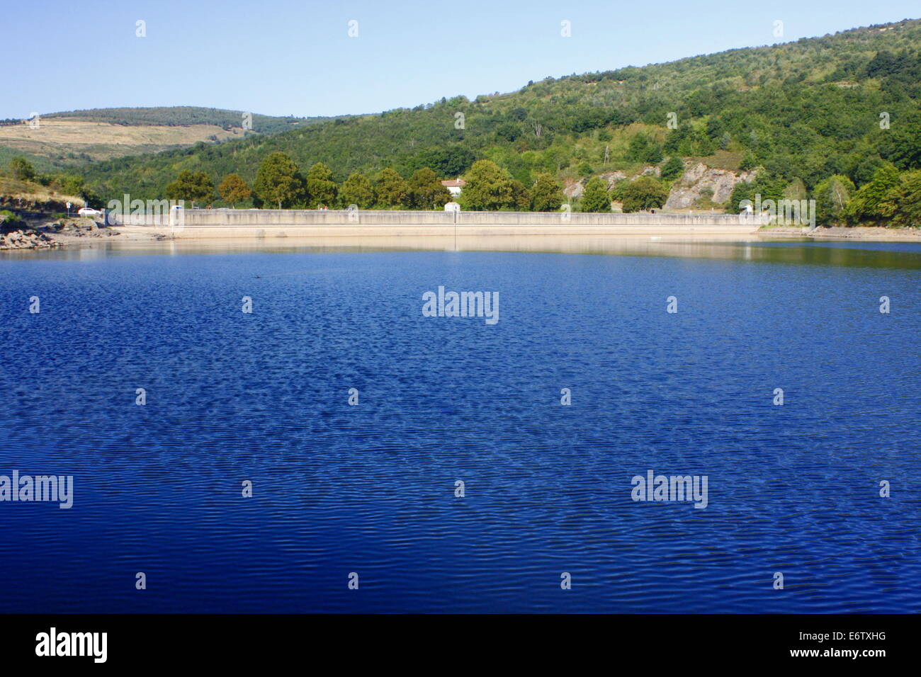 The dam of Soulages blocking le Gier river, Natural Park of Pilat ...