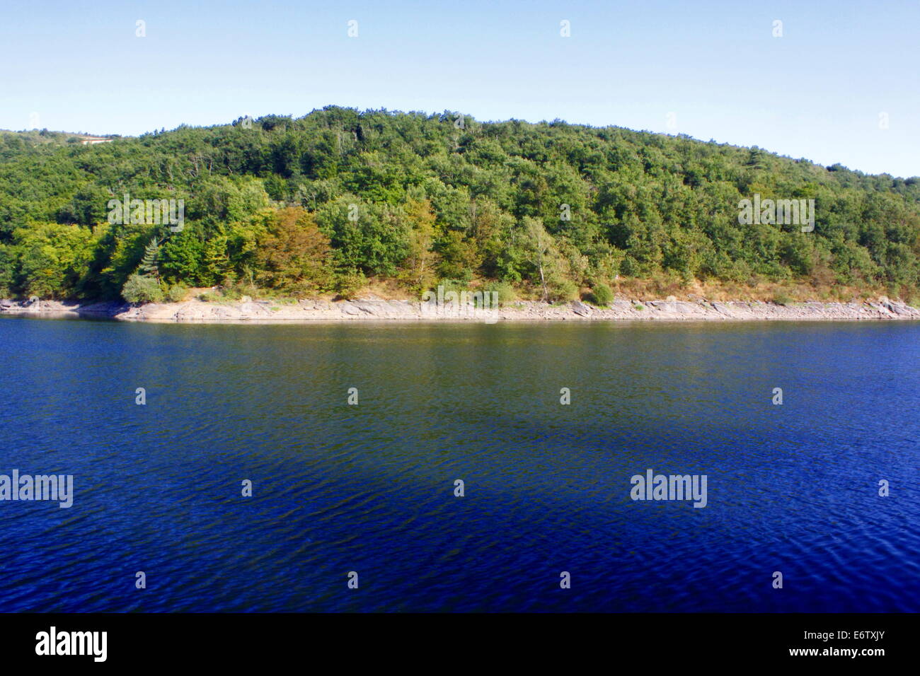 The dam of Soulages blocking le Gier river, Natural Park of Pilat ...