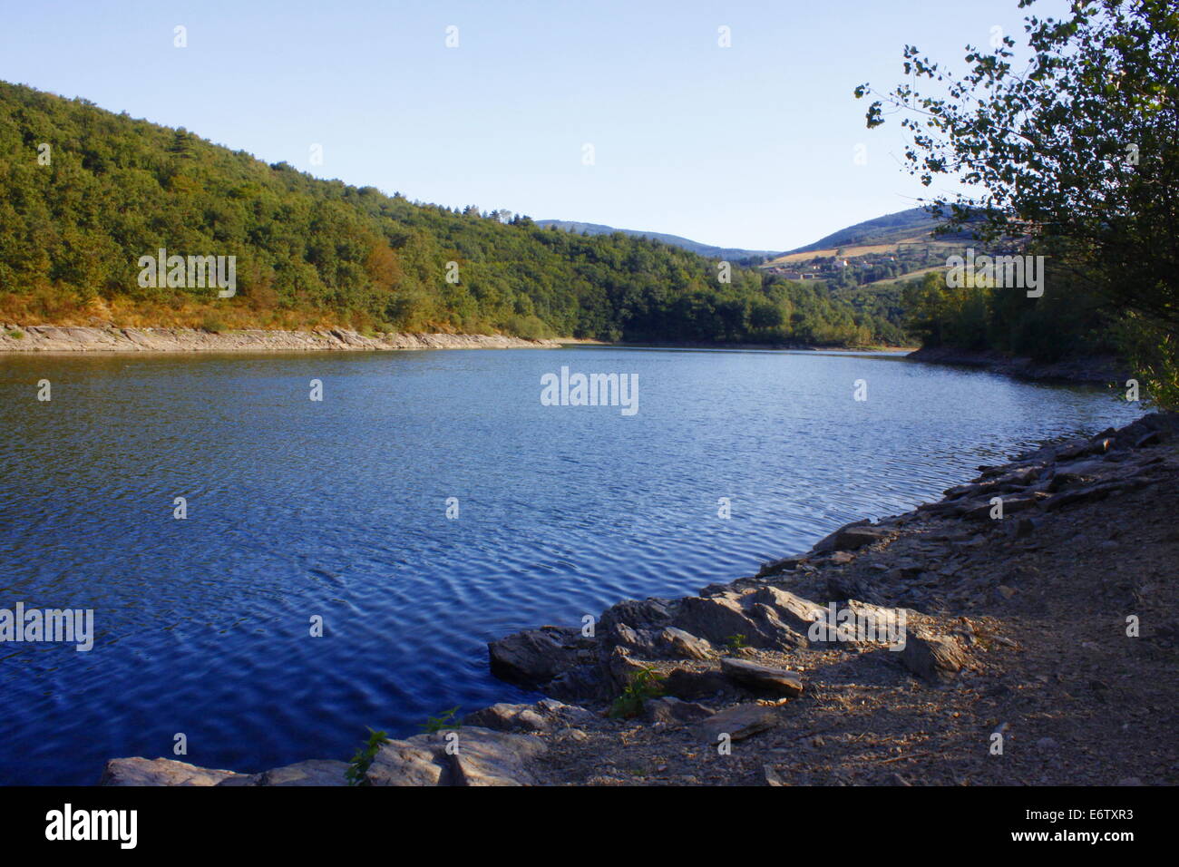 The dam of Soulages blocking le Gier river, Natural Park of Pilat ...