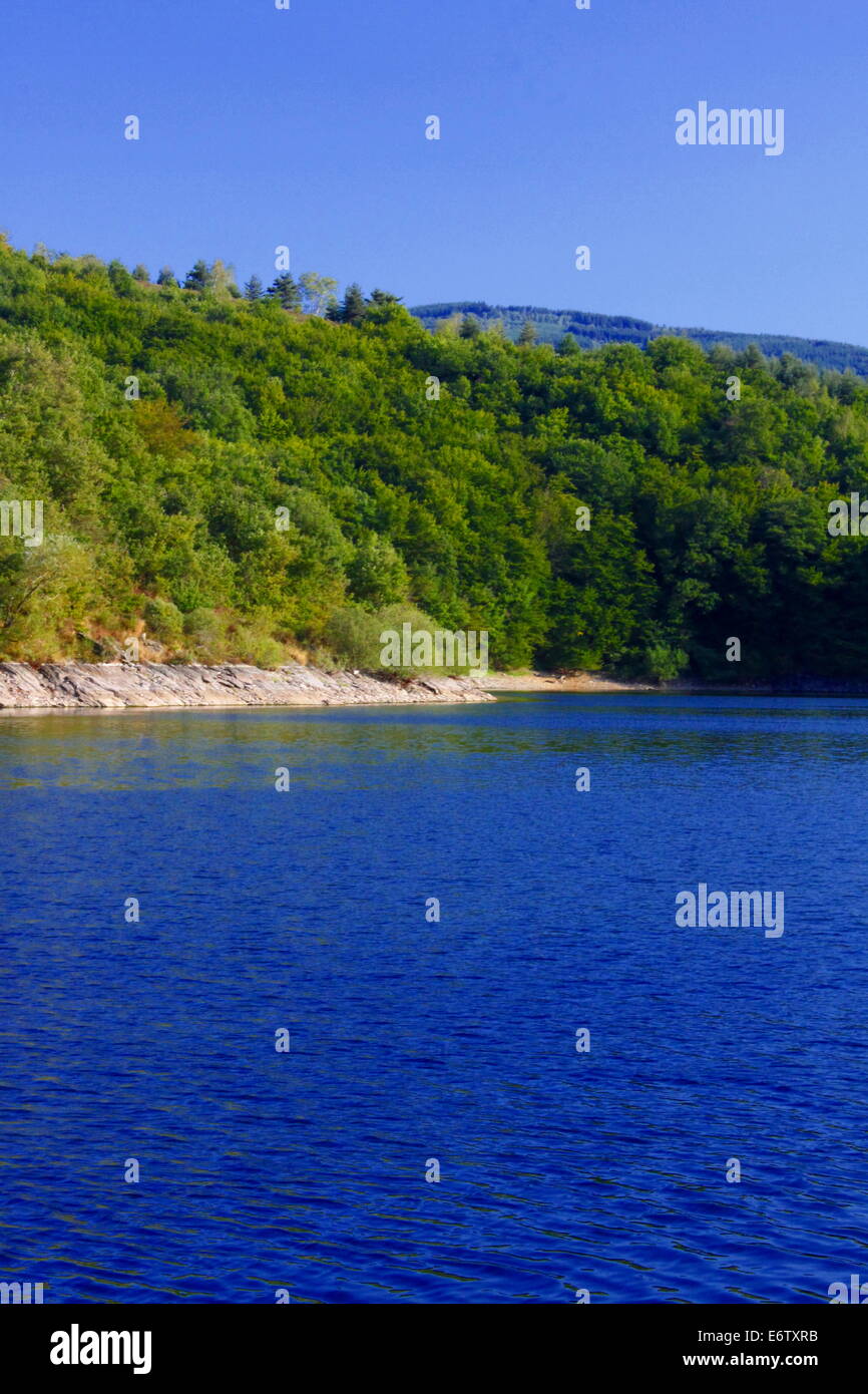 The dam of Soulages blocking le Gier river, Natural Park of Pilat ...