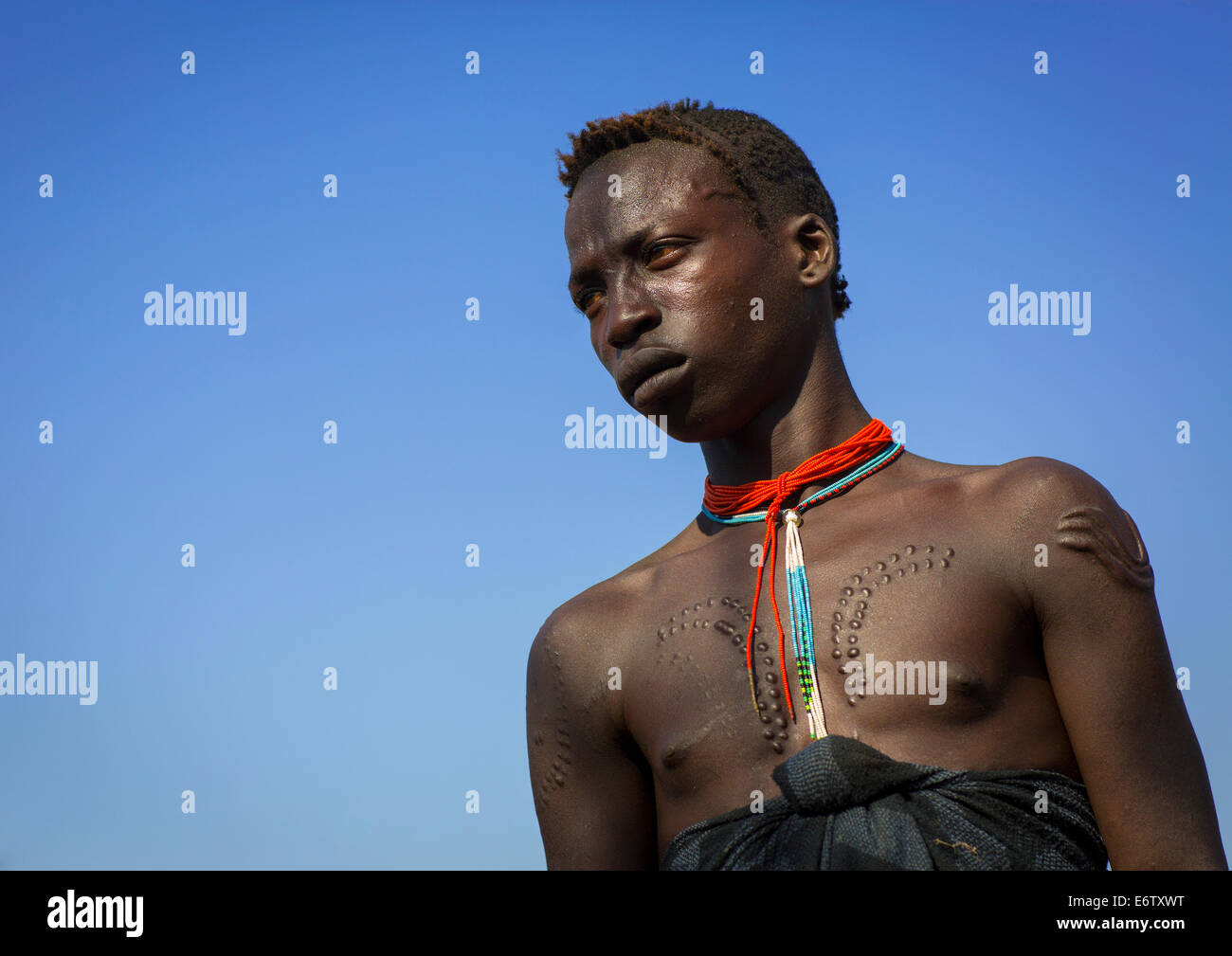 Portrait Of A Bodi Tribe Man, Hana Mursi, Omo Valley, Ethiopia Stock ...