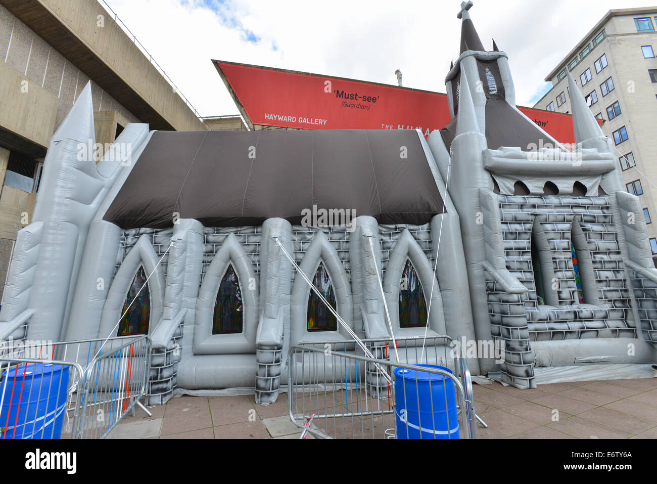 Southbank, London, UK. 31st August 2014. The Inflatable Church next to ...