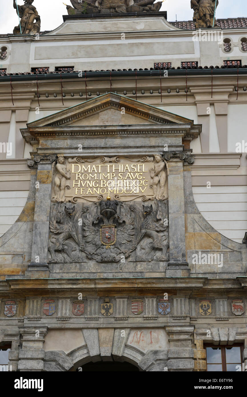 Decorative design above the entrance to the Prague Castle, Prague ...