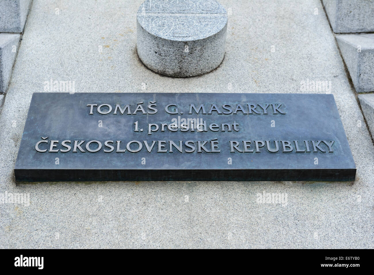 Tomas Garrigue Masaryk's name plaque, first President of Czechoslovakia ...