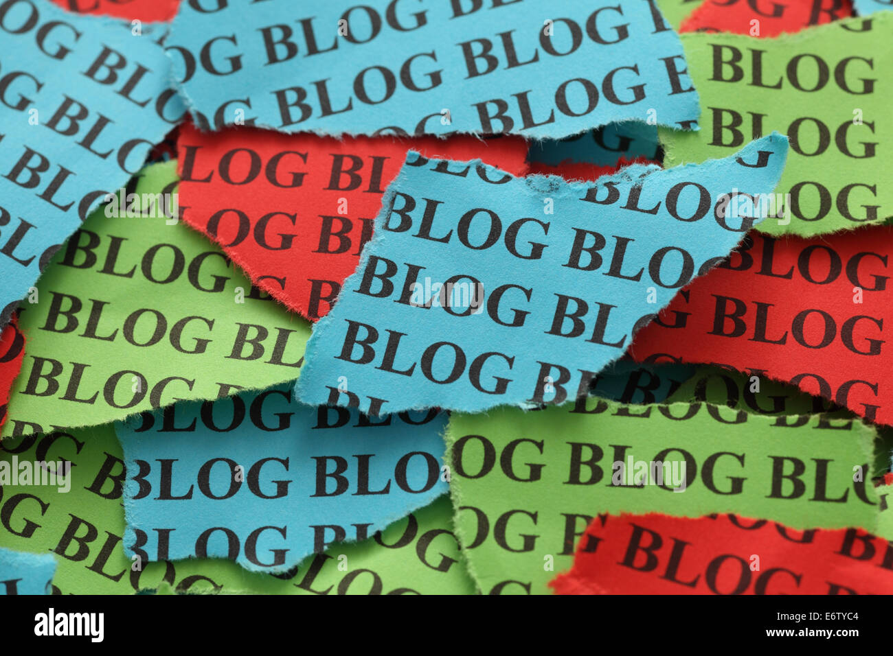 Torn pieces of colored paper with the word "Blog". Close-up Stock Photo ...