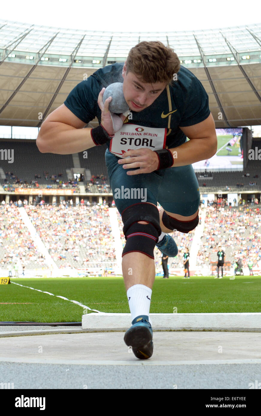 Berlin, Germany. 31st Aug, 2014. Shot putter David Storl in action ...