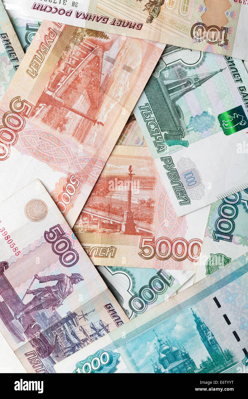 Russian money background. Rubles banknotes close-up photo texture Stock ...