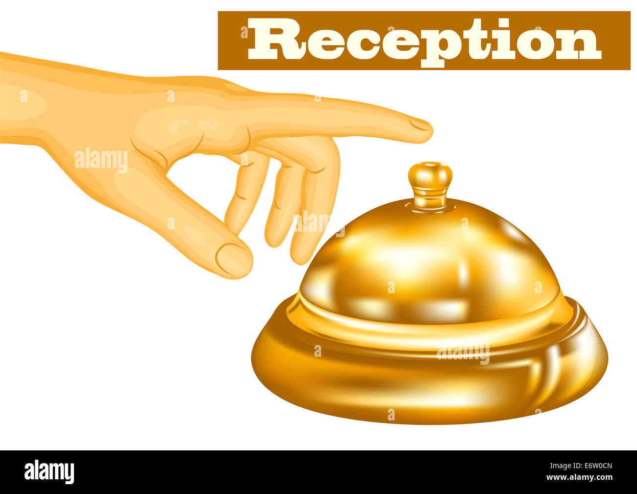 hotel receptionist. human hand and bell isolated on white Stock Photo ...